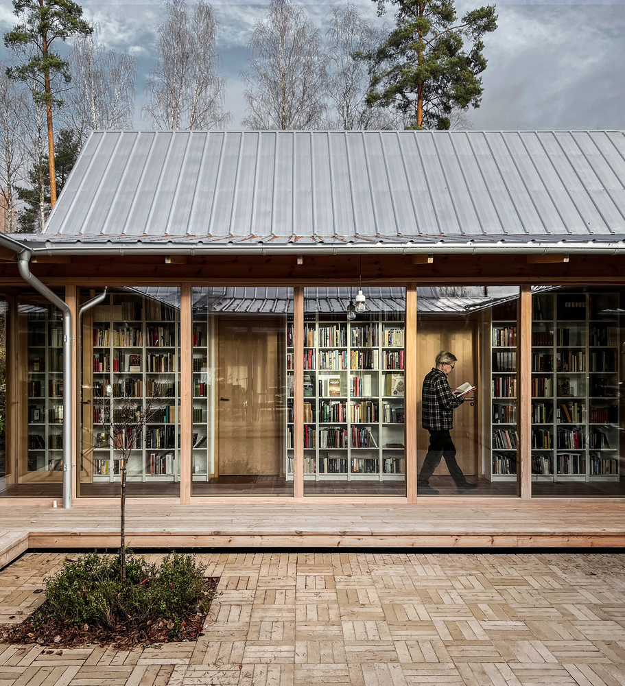 stockholm's tranquil courtyard house organized around a library ...