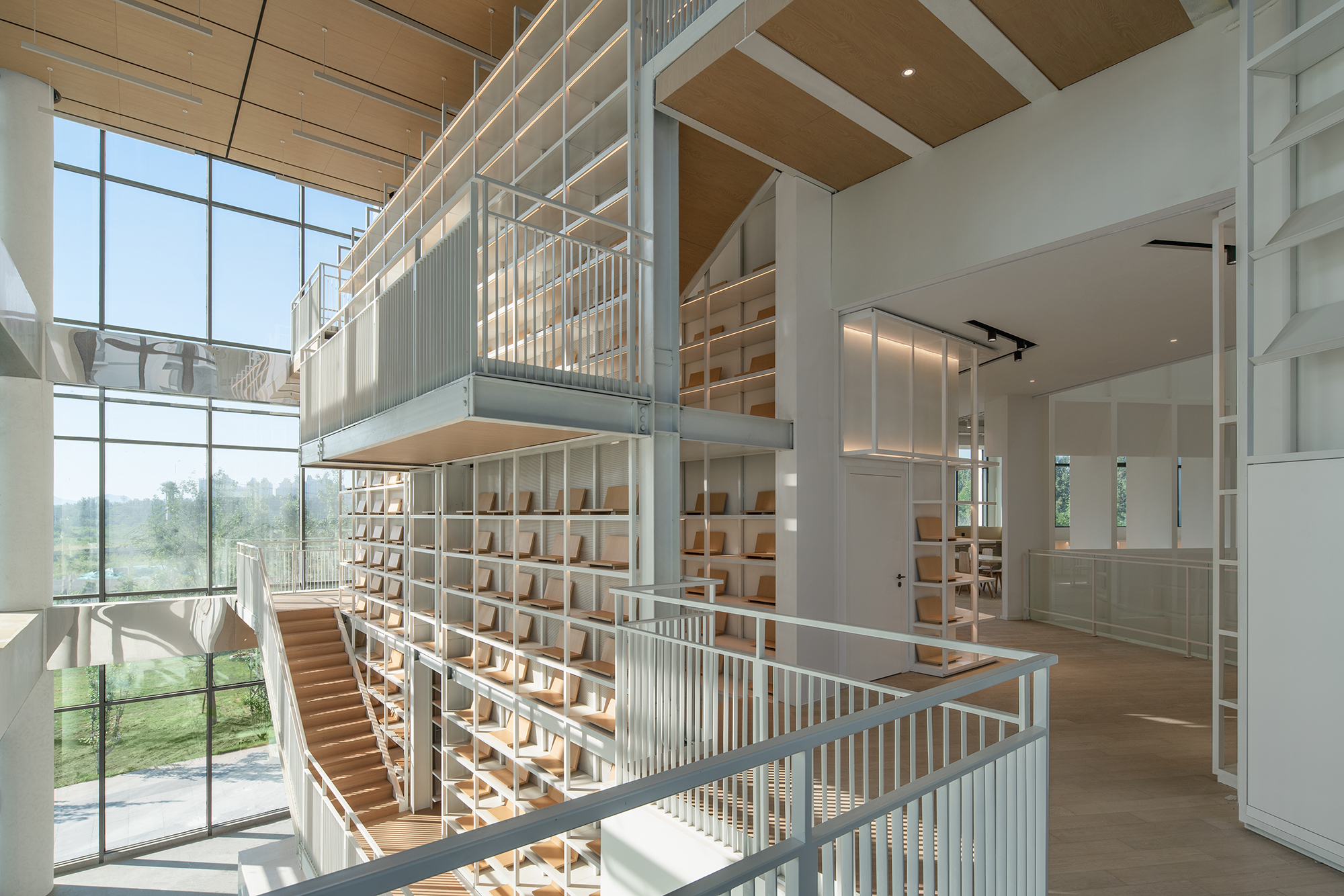 the minimalist transformation of a traditional library in pinggu ...
