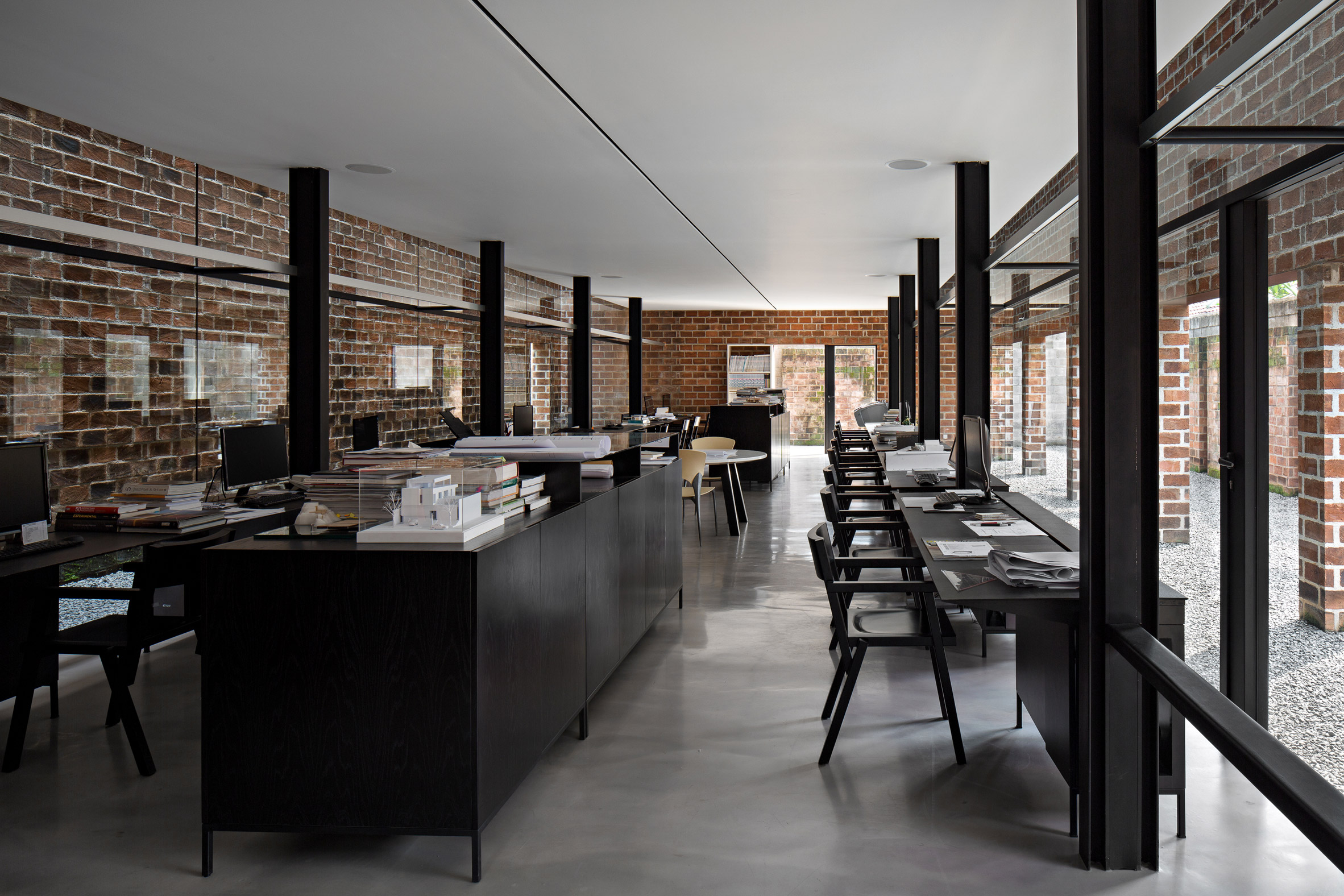 inspiration: studio air putih combines brick with rusted steel and ...