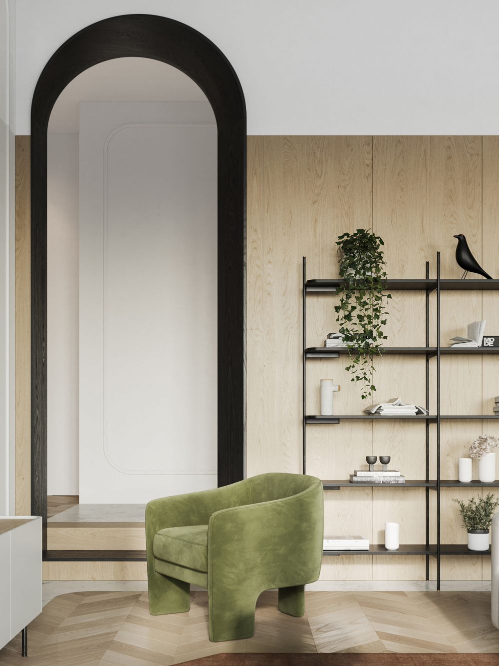 soft green hues, arches and wood to infuse lively minimalism: project ...