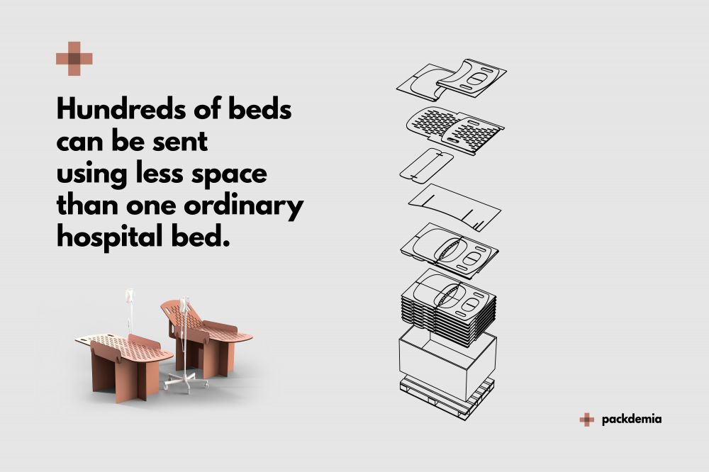 this sleek temporary hospital bed takes only 1 minute to assemble ...