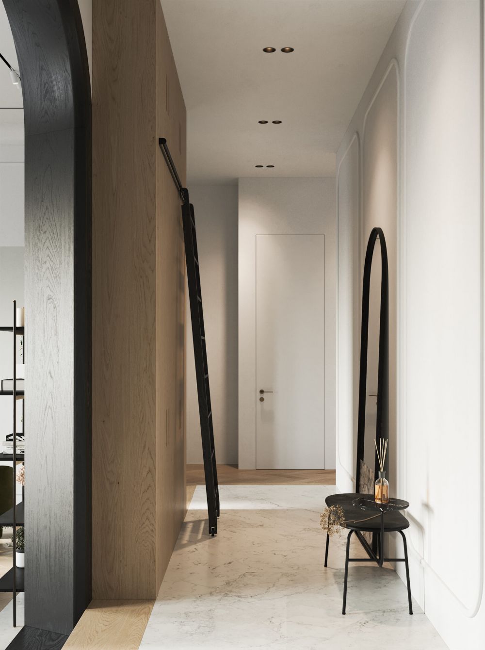 soft green hues, arches and wood to infuse lively minimalism: project ...