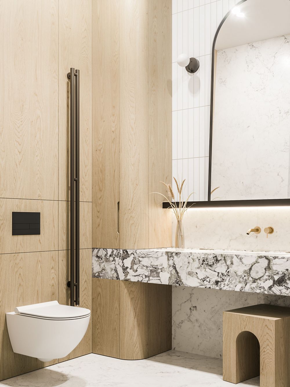 soft green hues, arches and wood to infuse lively minimalism: project ...