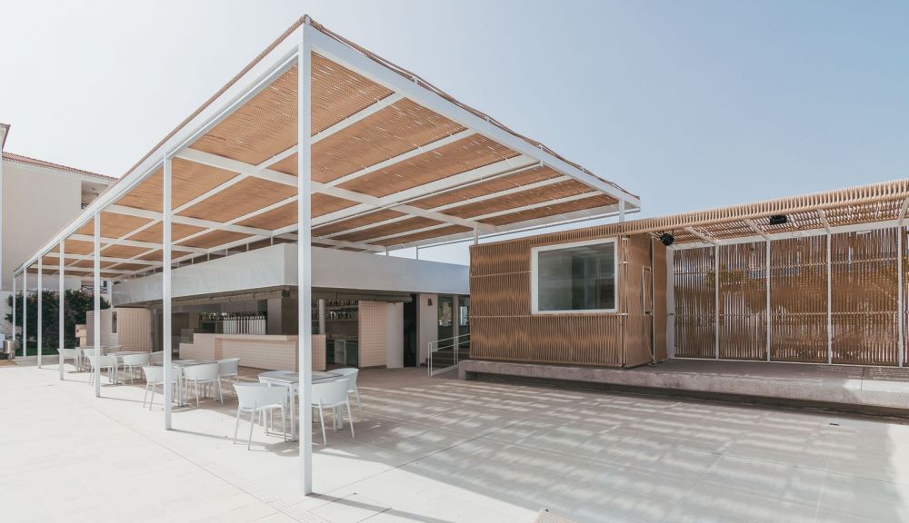 utilizing hand-woven canopy on hotel parque la paz refurbishment ...