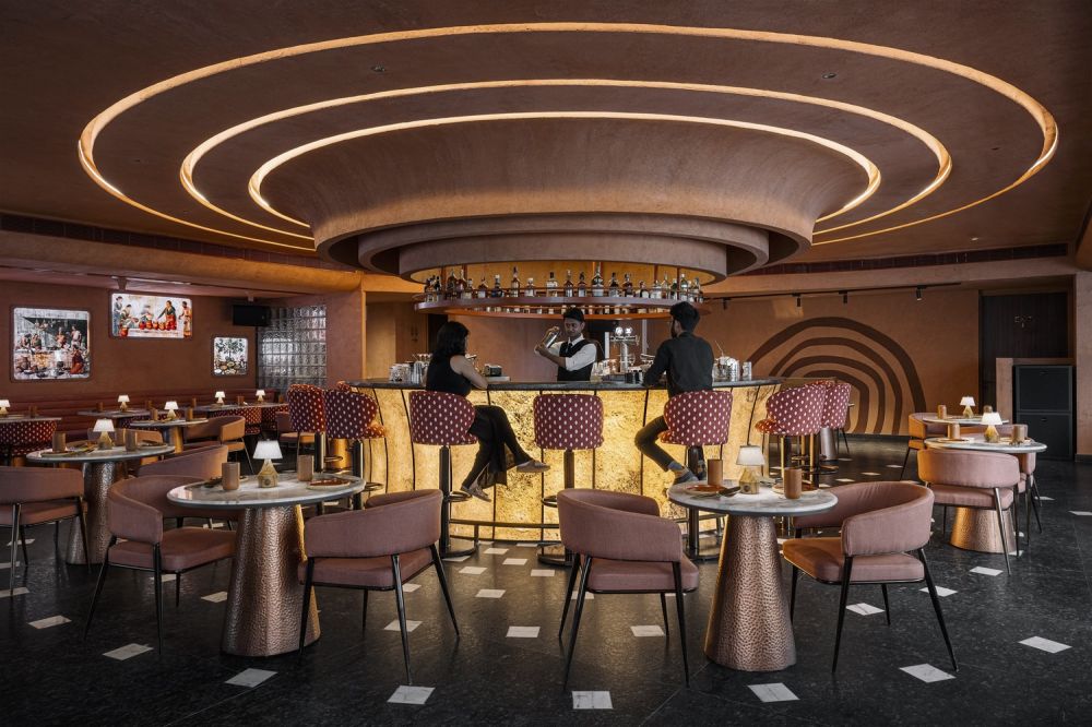 news: curved ceilings and glass blocks create a retro-inspired ambience ...